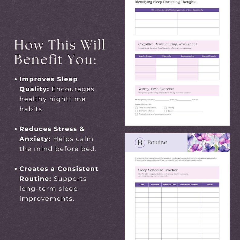 Sleep Hygiene Workbook, INSTANT DOWNLOAD, Sleep Journal, Therapy ...