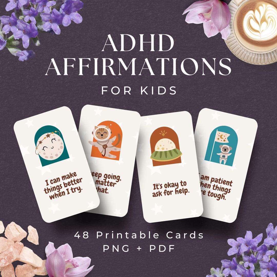 Affirmation Cards for Kids With ADHD, INSTANT DOWNLOAD, Adhd ...
