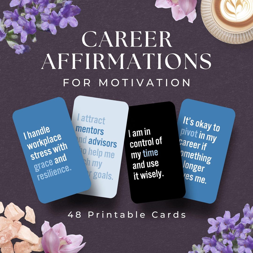 48 Career Affirmation Cards, INSTANT DOWNLOAD, Personal Development ...