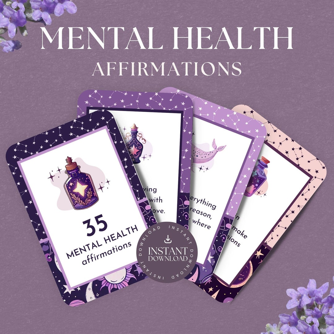 35 Mental Health Affirmations, INSTANT DOWNLOAD, 3.5 X 5", Positive ...