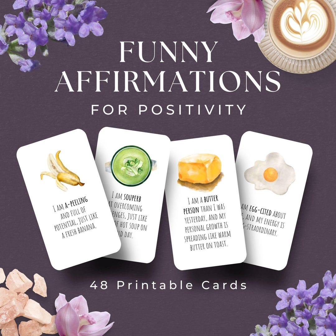 48 Funny Affirmation Cards, INSTANT DOWNLOAD, Funny Gifts, Motivational ...