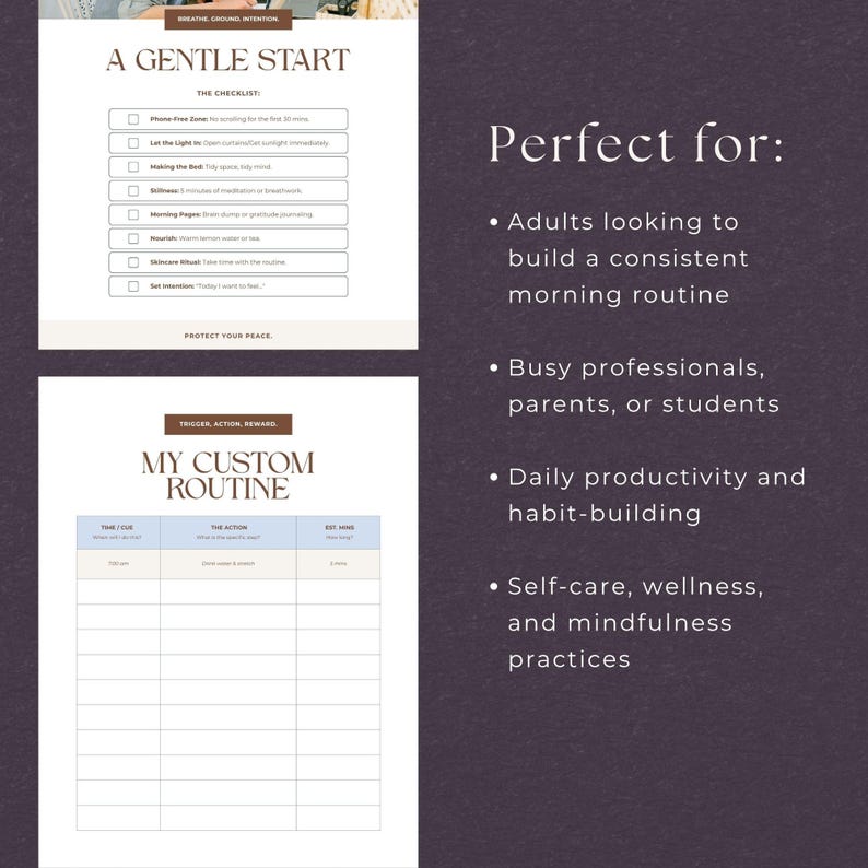 Morning Routine Checklist Routine for Adults, INSTANT DOWNLOAD, Daily ...
