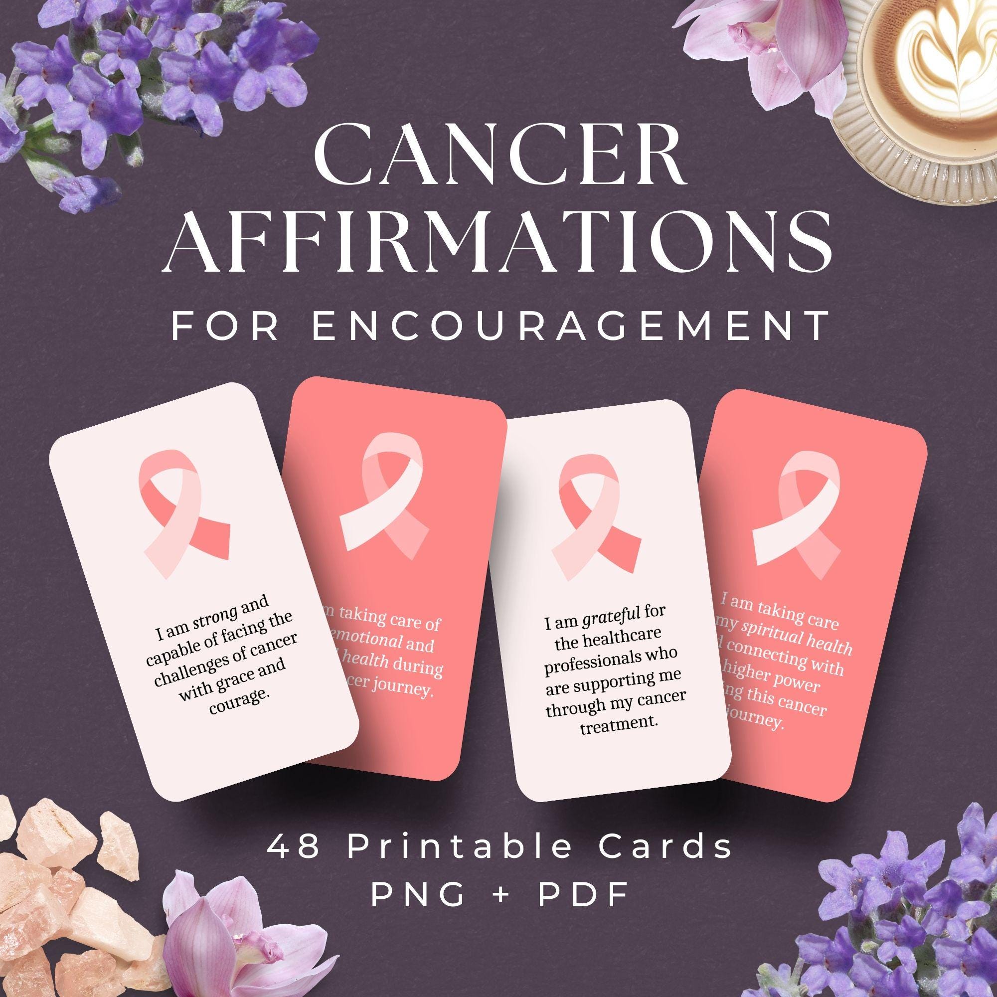 48 Cancer Affirmation Cards, INSTANT DOWNLOAD, Cancer Awareness ...
