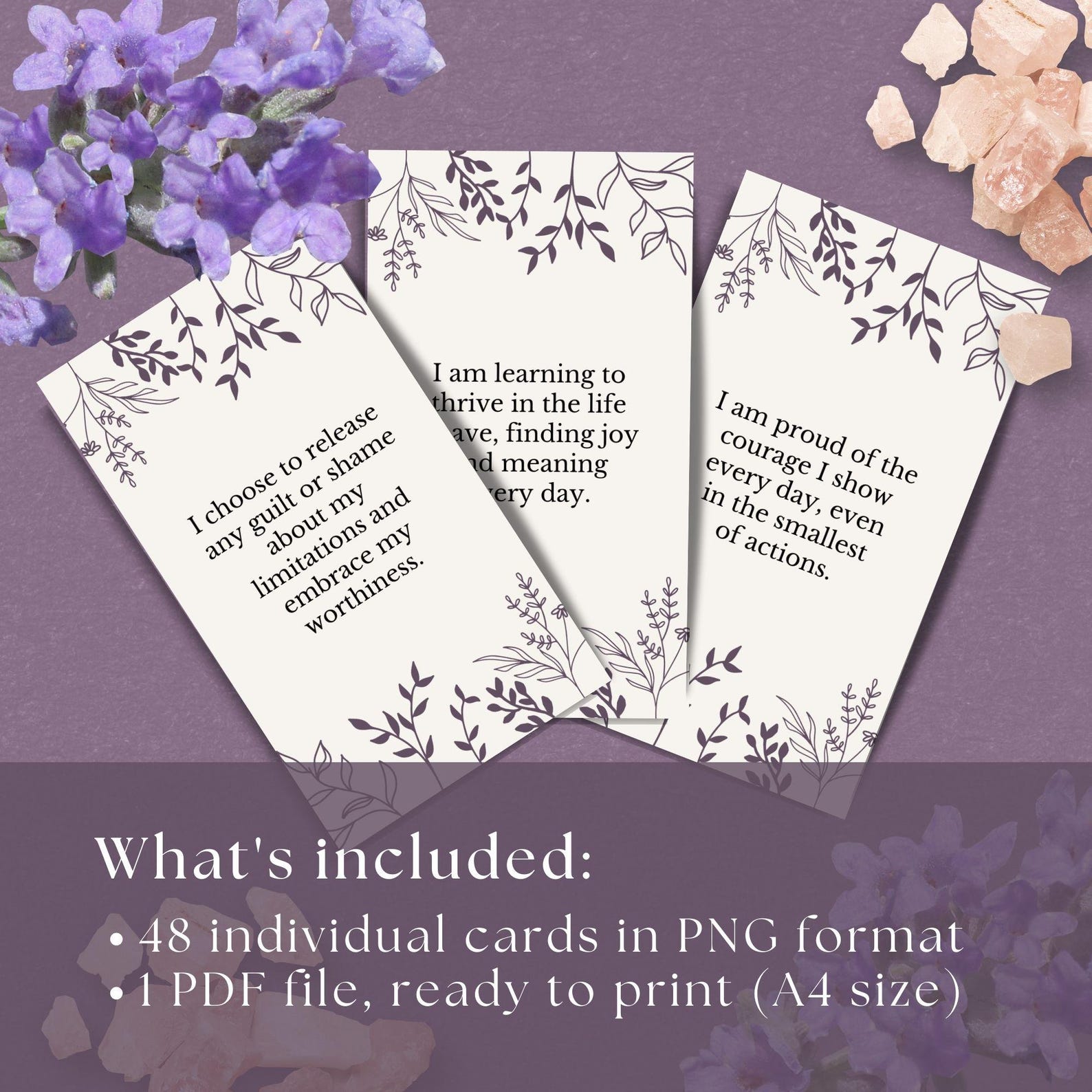 48 Affirmation Cards for Chronic Illness, INSTANT DOWNLOAD, Self Care ...