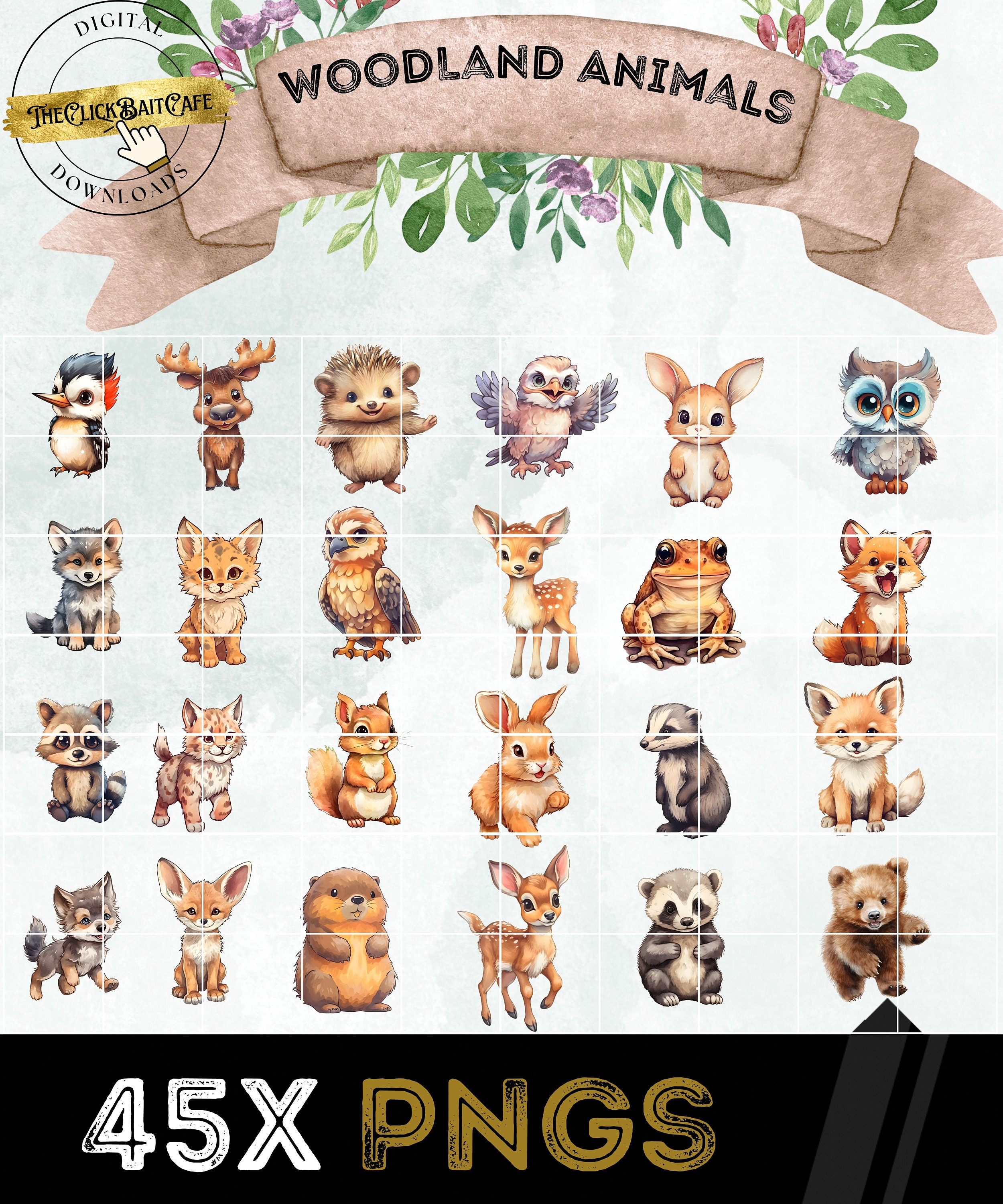 Woodland Animals Clipart Watercolor Forest Animal Clipart - Etsy