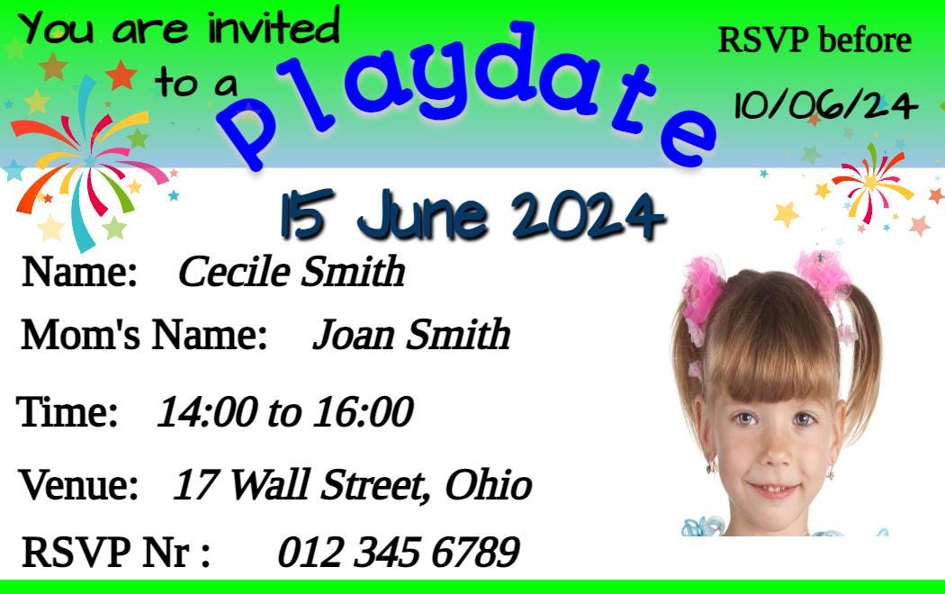 ID Badge Invitation, Name Tag Playdate, Editable, Printable, Photo ID ...