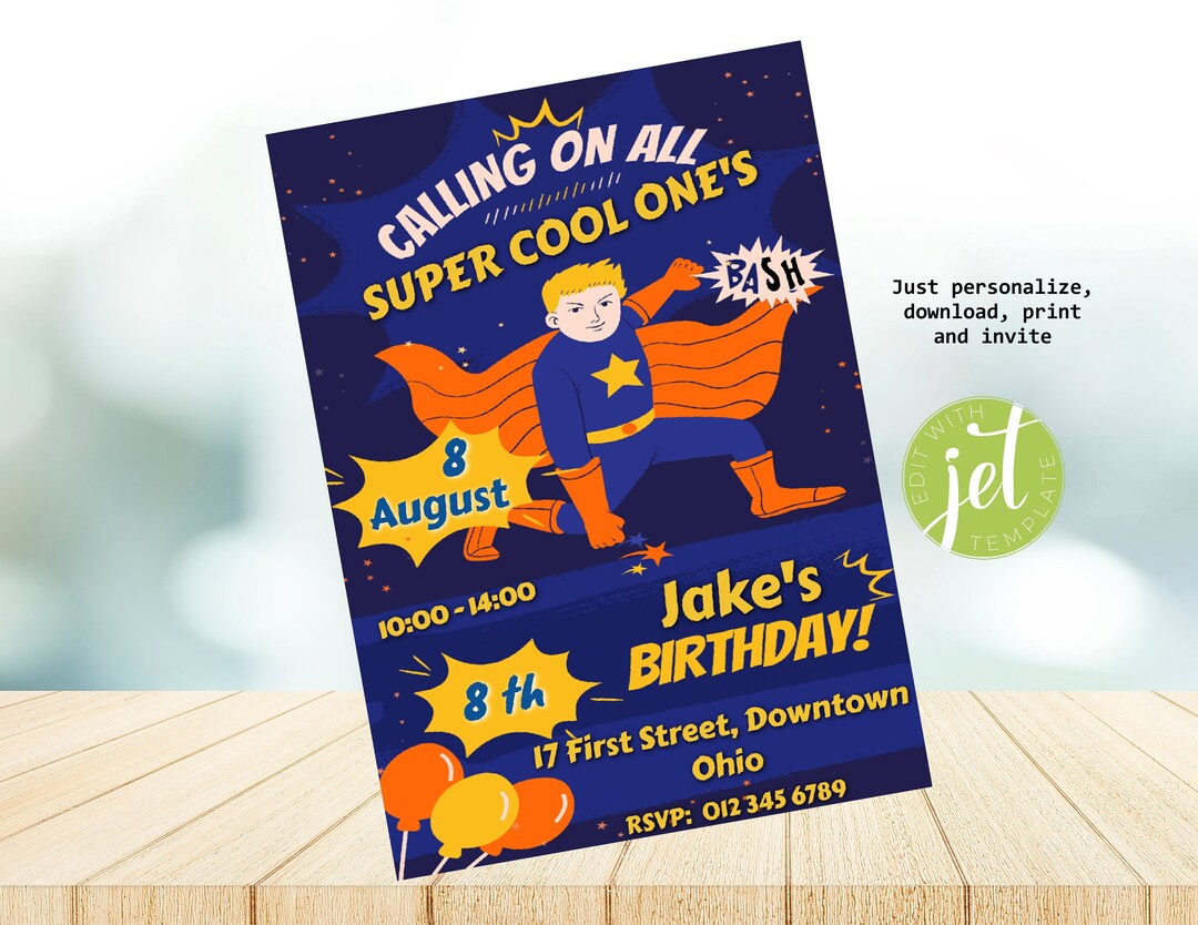 Party Invite, Editable, Printable, Super Cool Party Invite, Editable ...