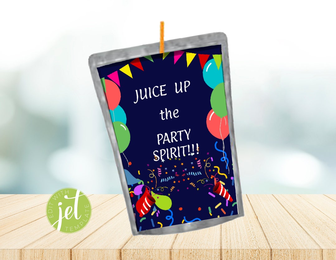 Juice Label, Printable, Party, Instant Downloads, Party Favor, Happy ...