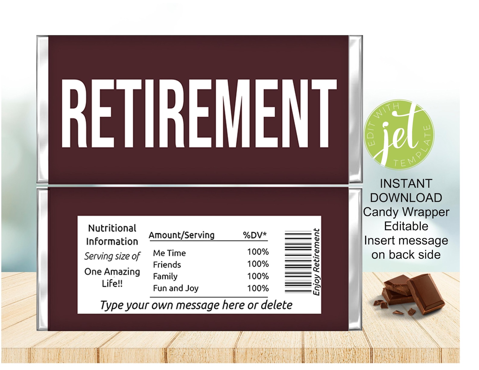 Editable Retirement Candy Wrapper, Retirement Wrapper, Happy Retirement ...