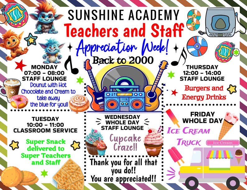 Teacher Appreciation Week Editable Flyer, Itinerary, Schedule for the ...