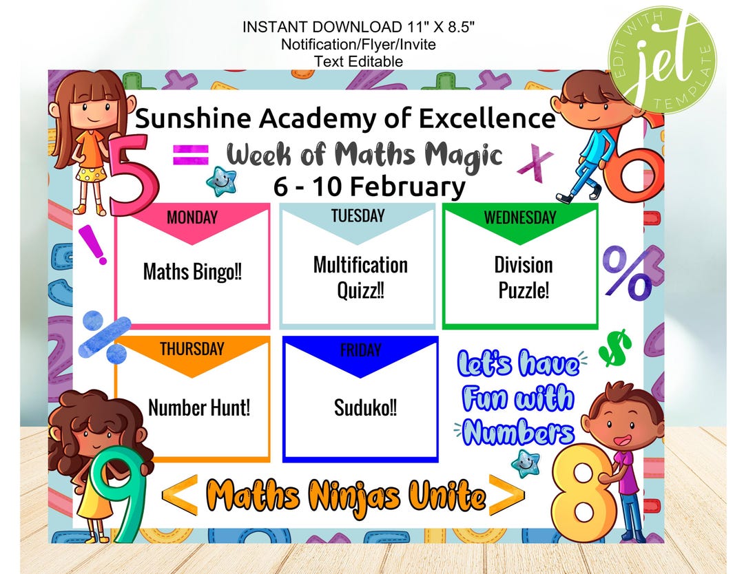 School Maths Week Editable Flyer, School Itinerary, Fun With Numbers ...