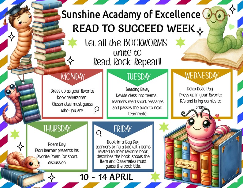 Editable Reading Week Flyer, School Itinerary, Literacy Planner ...