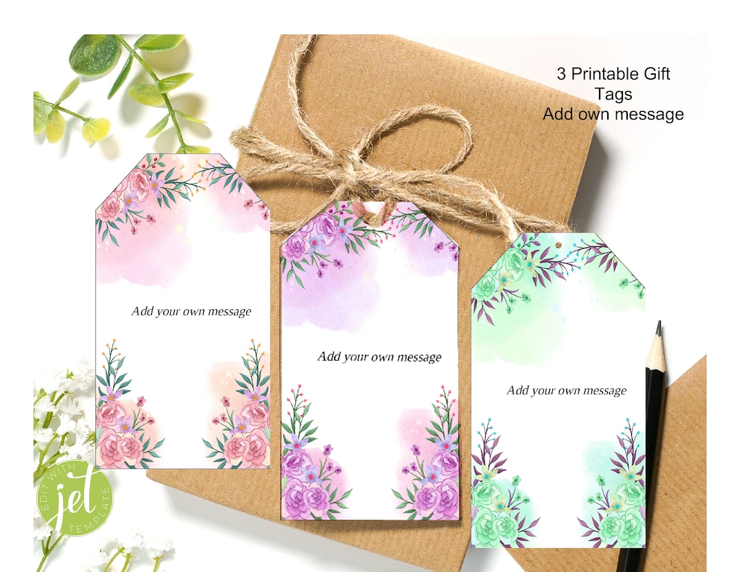 Gift Tag, Editable, Printable, Add Own Message, Add Name, Special Card ...