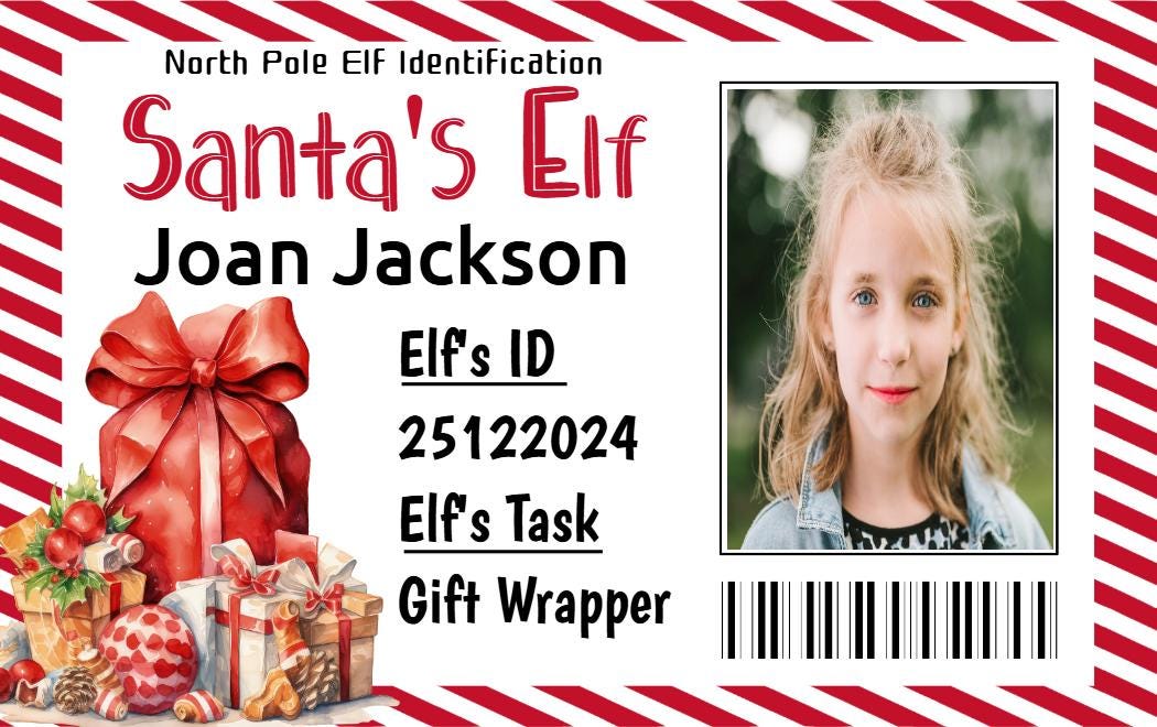Santa's Elf ID Badge: Christmas Photo Name Tag (instant Download) - Etsy