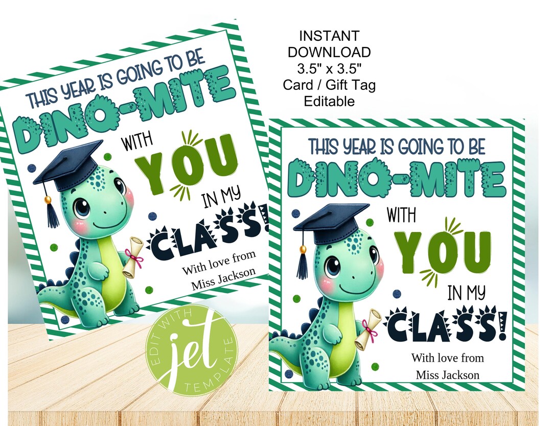 Editable Teacher Welcome Card: Dinosaur Classroom Decor (digital ...