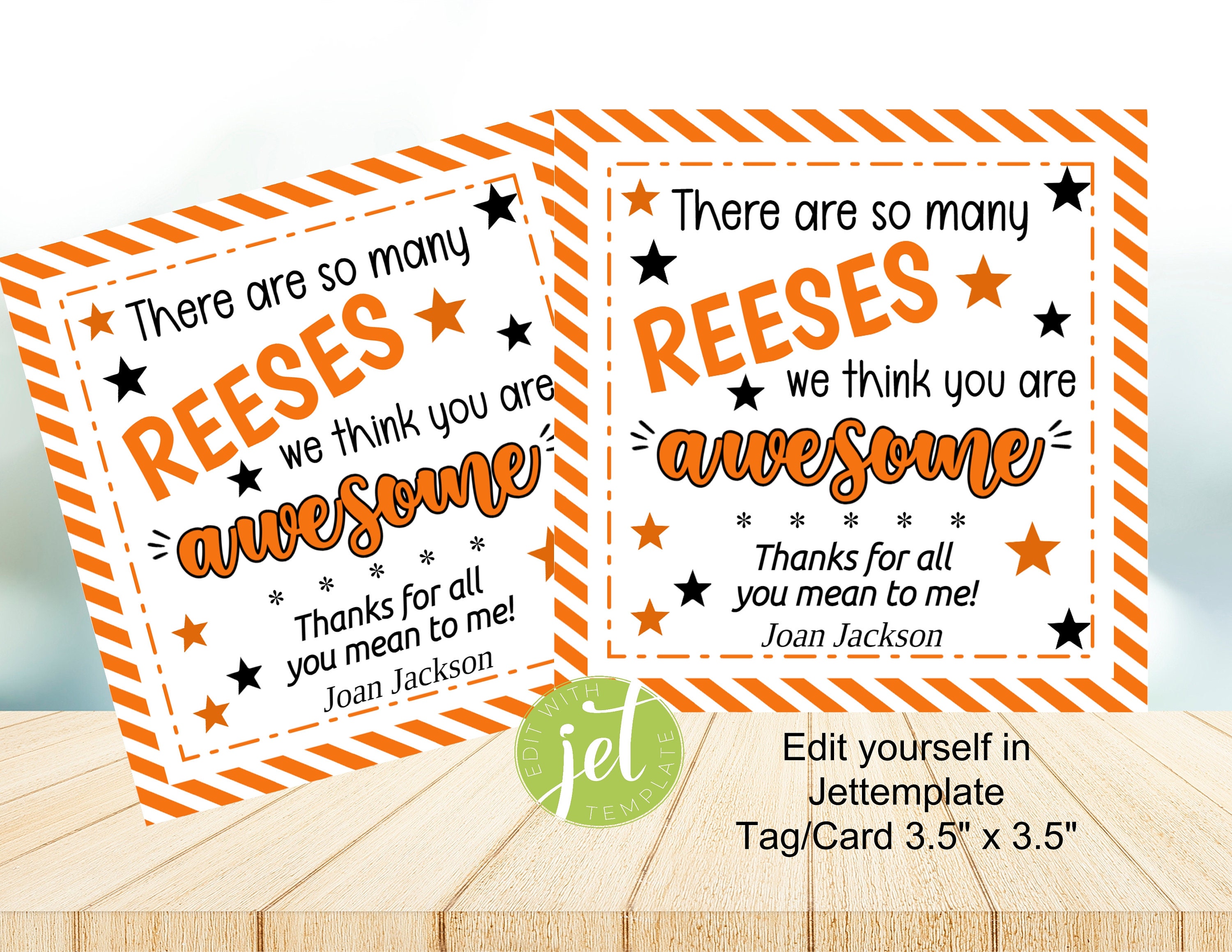 School Teacher Editable Gift Tag, Many Reese-ons Why You Are Awesome ...