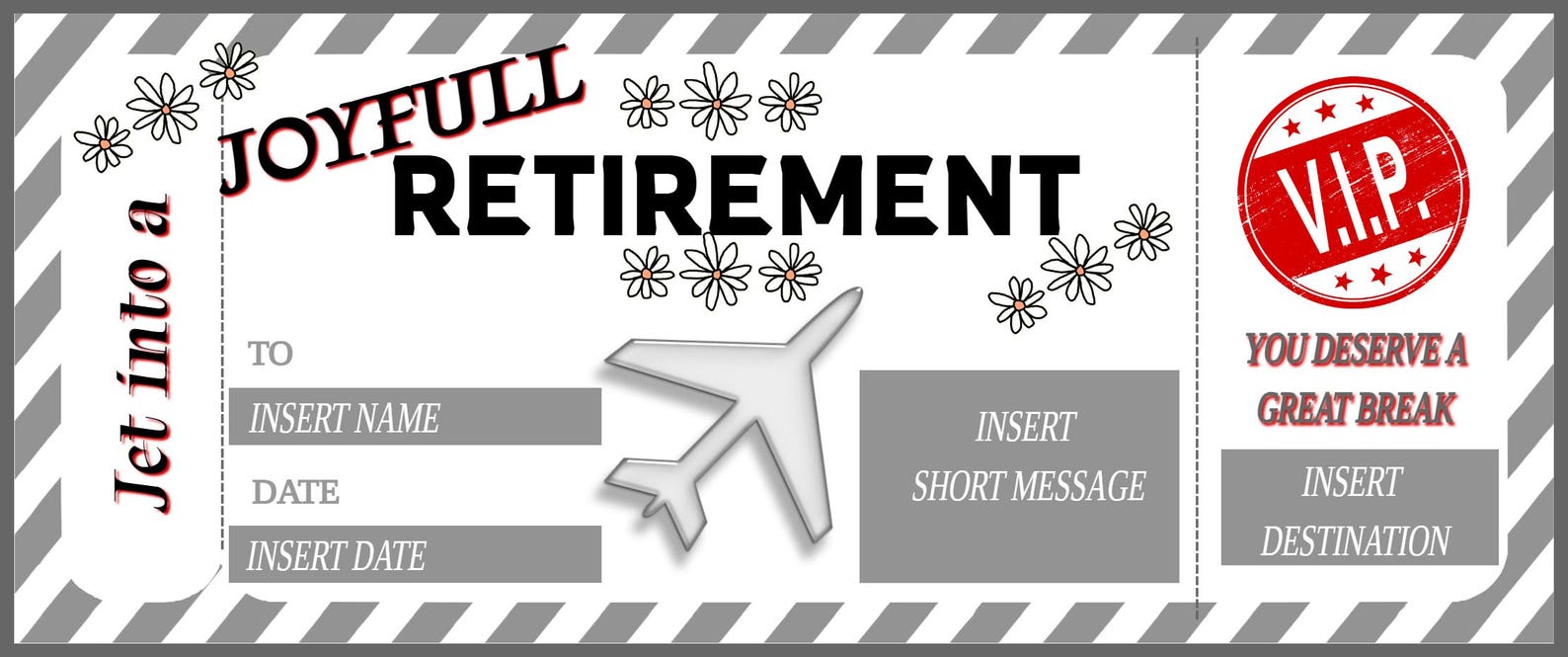 Boarding Pass Editable, Retirement Flight, Ticket Gift, Editable Text ...
