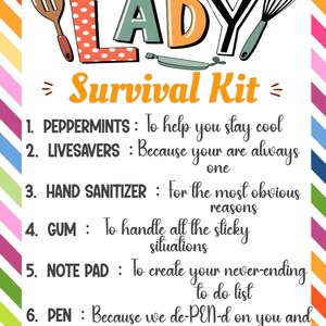 Editable Lunch Lady Survival Kit Tag, Goody Bag, Lunch Lady ...