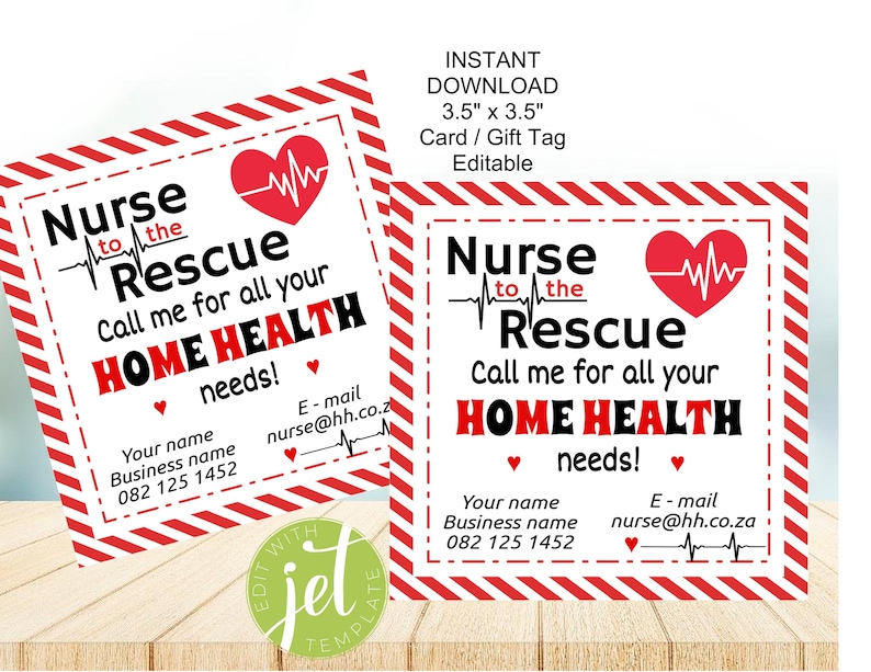 Nurse on the Rescue Tag, Home Health Care Tag, Instant Download, Home ...