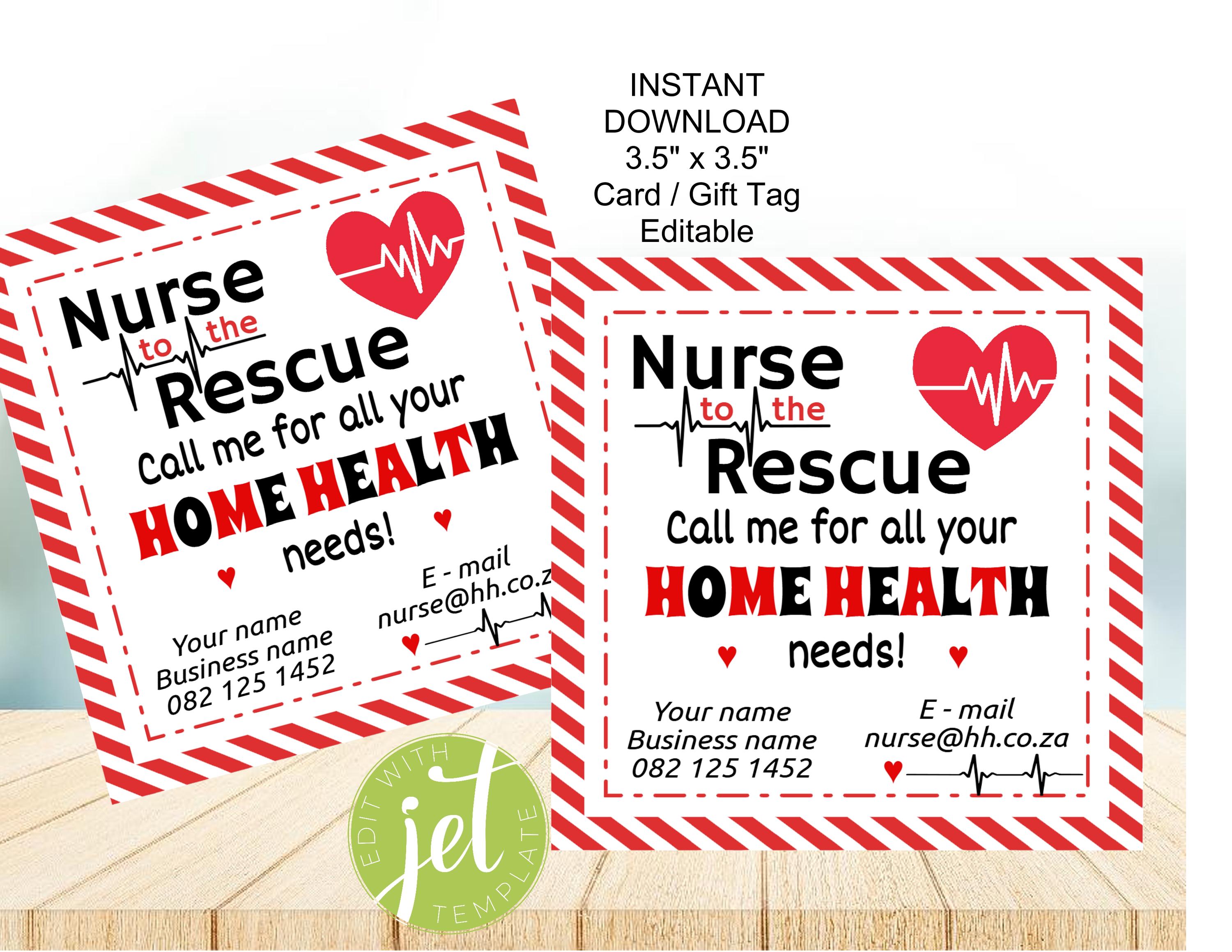 Nurse on the Rescue Tag, Home Health Care Tag, Instant Download, Home ...