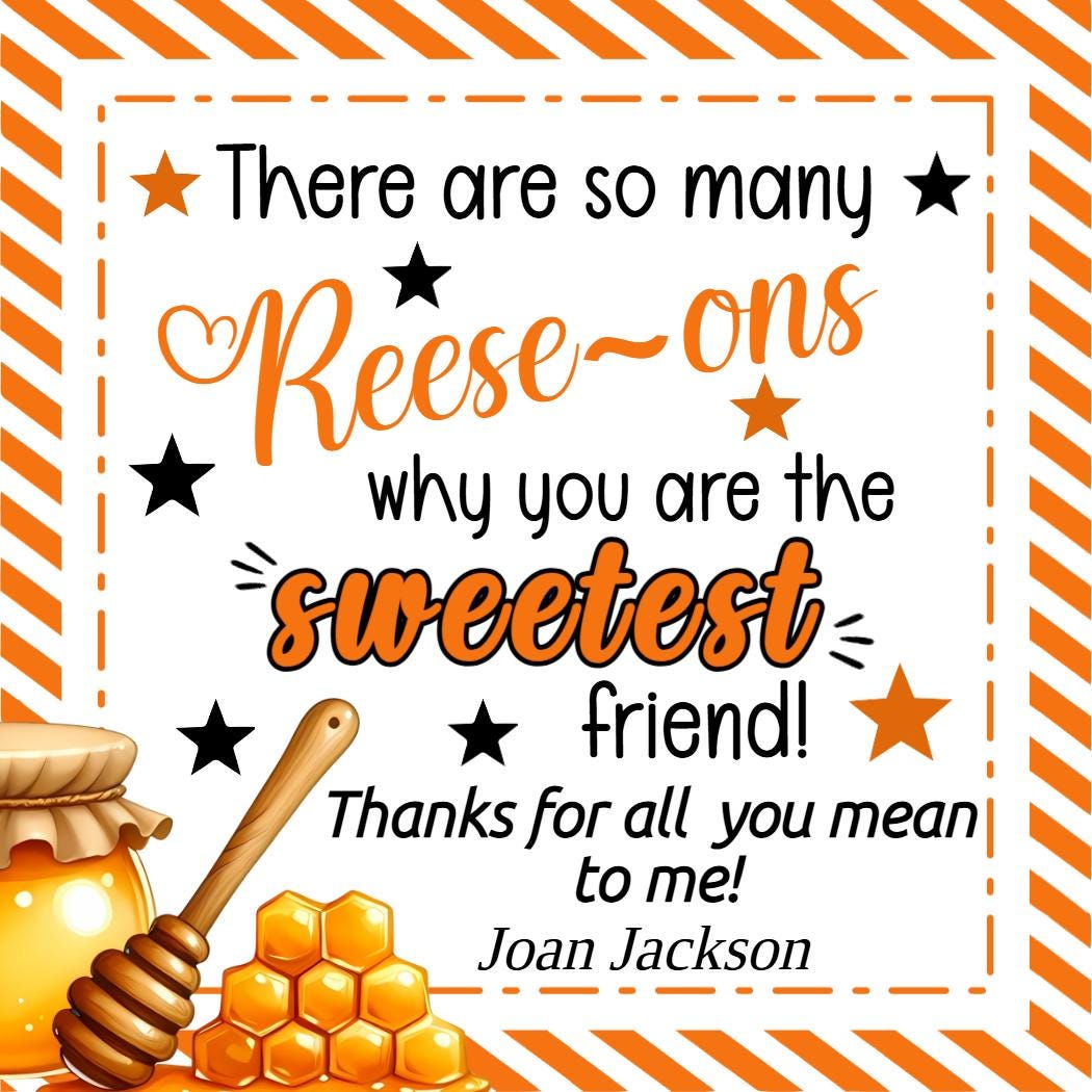 Reese's Treat Gift Tag: Sweetest Friend Thank You (printable Digital ...