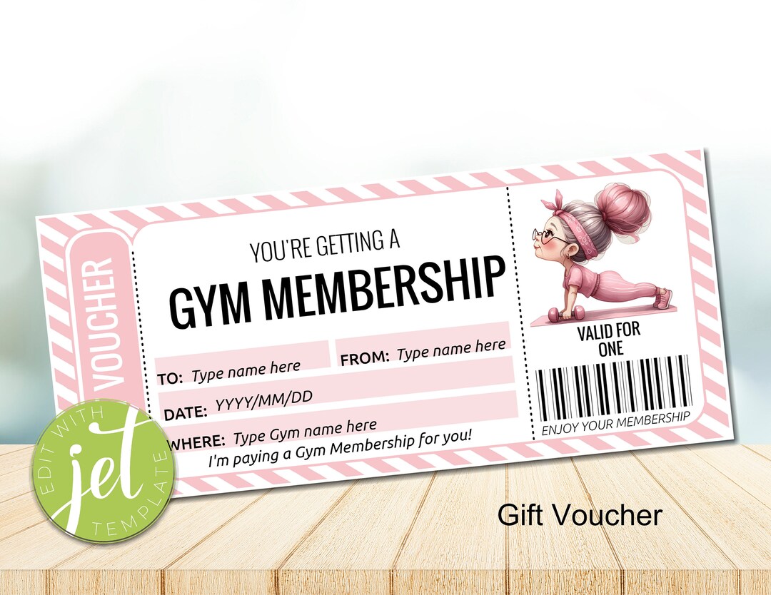 Editable Gym Membership Gift Voucher Template, Gym Membership Gift ...