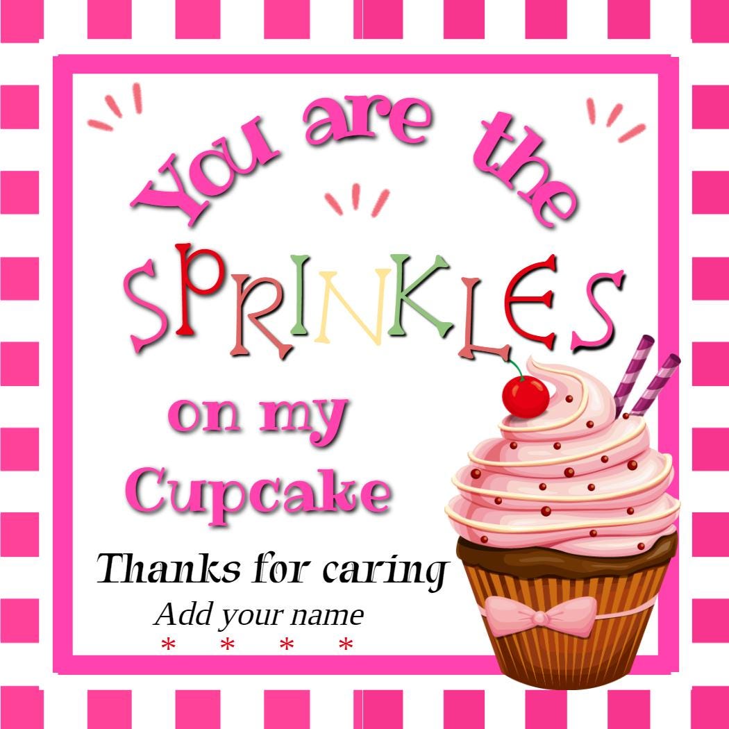 Gift Tag / Card, Editable, Printable, Sprinkle on My Cupcake, Add Name ...