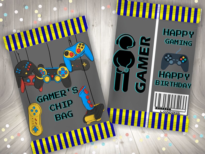 Chip Bag Printable Gamers Party Instant Downloads Party - Etsy