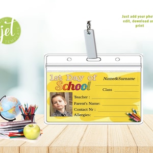 ID Badge, Name Tag, Editable, Printable, Boy/girl Badge, First Day ...