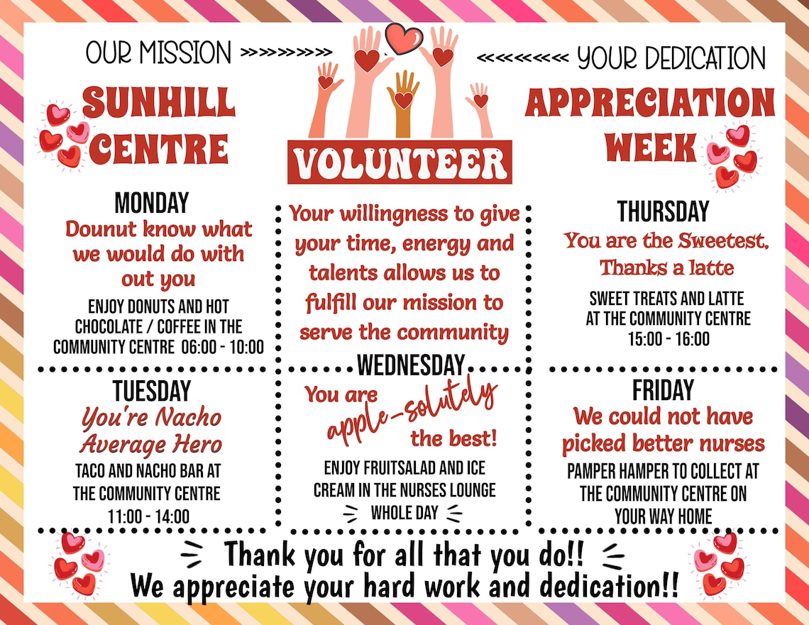 Volunteers Appreciation Week Editable Flyer, Itinerary, Schedule for ...