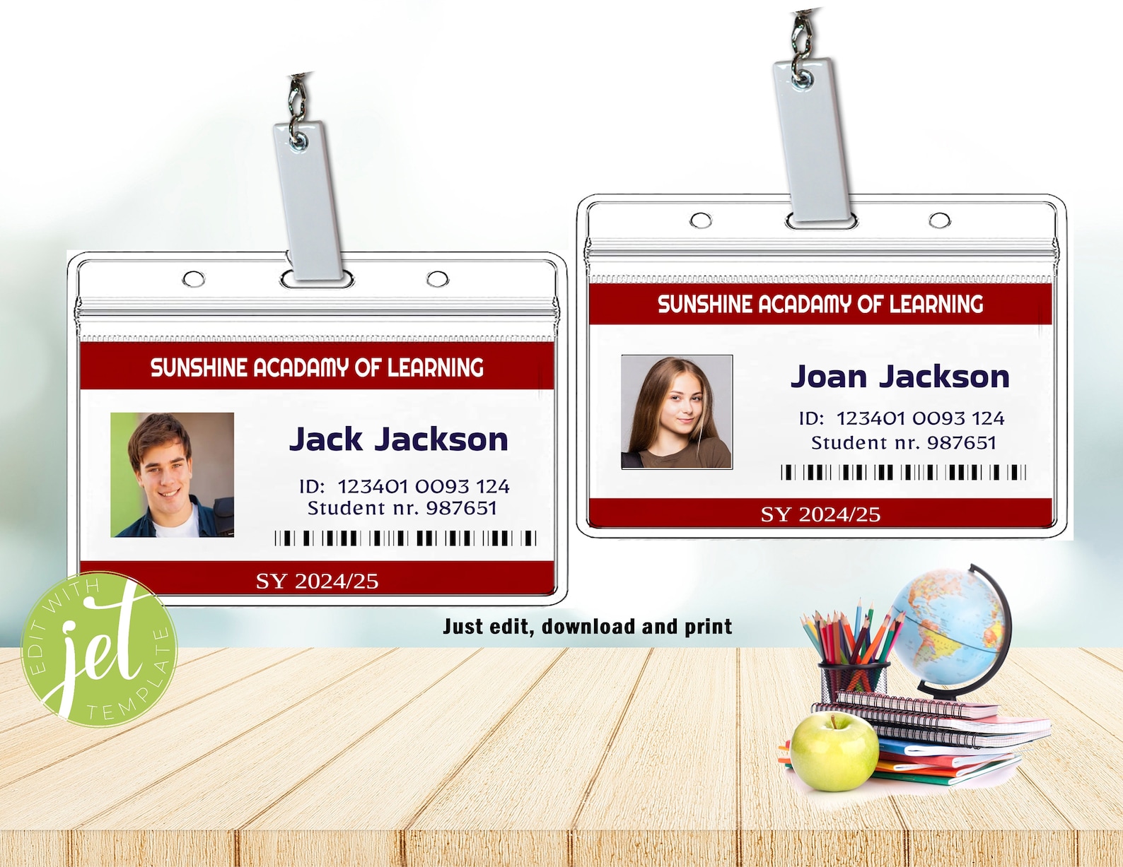 ID Badge, Name Tag, Editable, Printable, Boy/girl Badge, Photo Badge ...