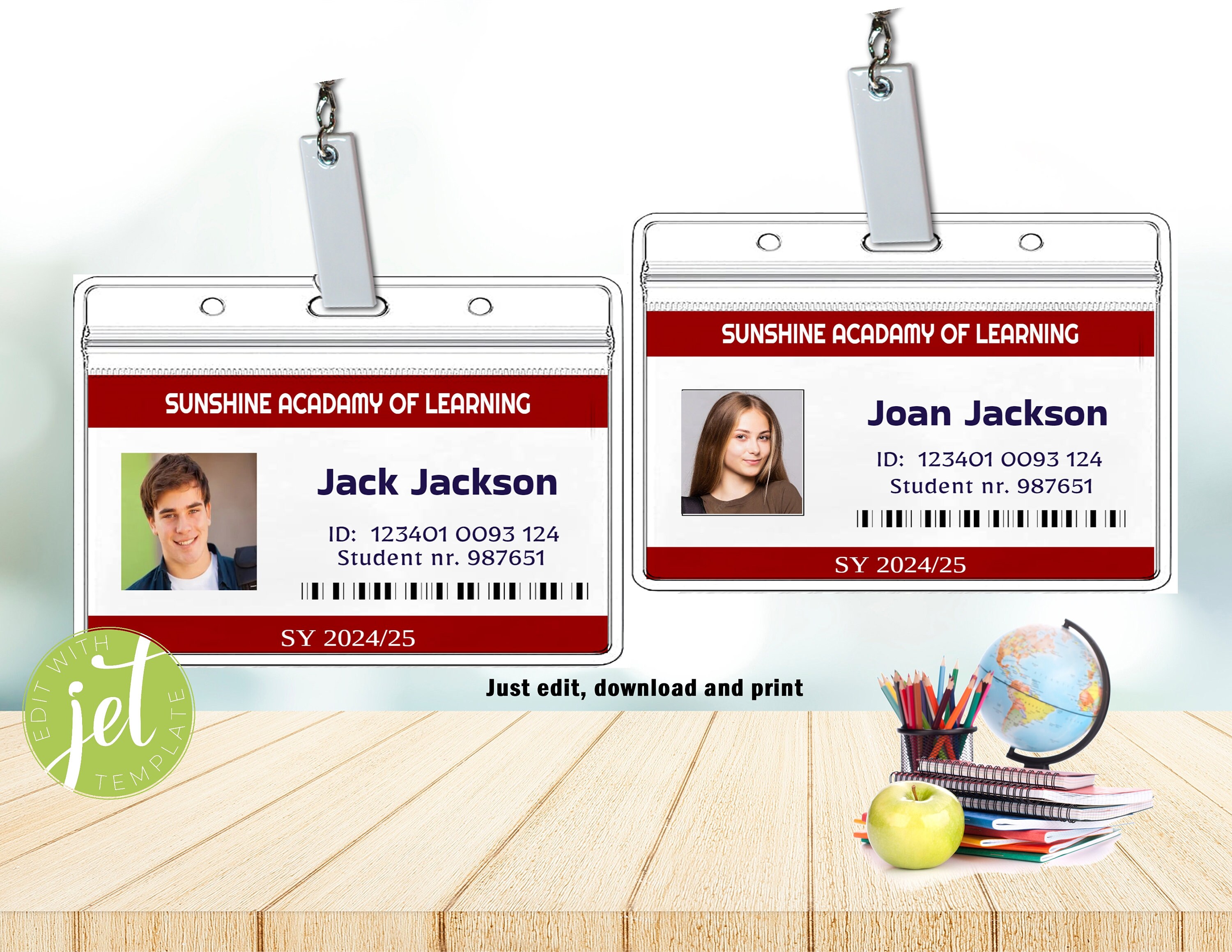 ID Badge, Name Tag, Editable, Printable, Boy/girl Badge, Photo Badge ...