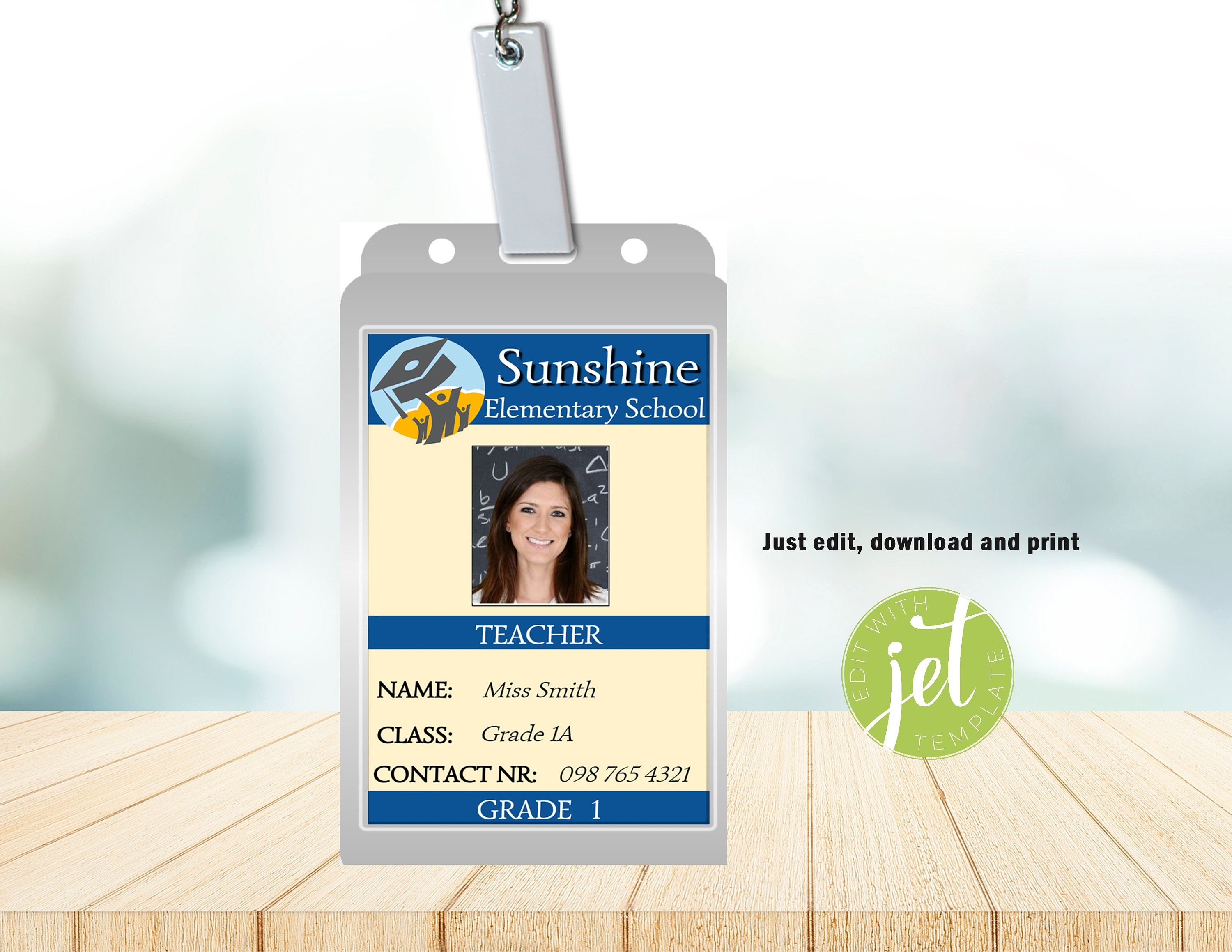 ID Badge, Editable, Printable, Name Tag, School Teacher Name Badge ...
