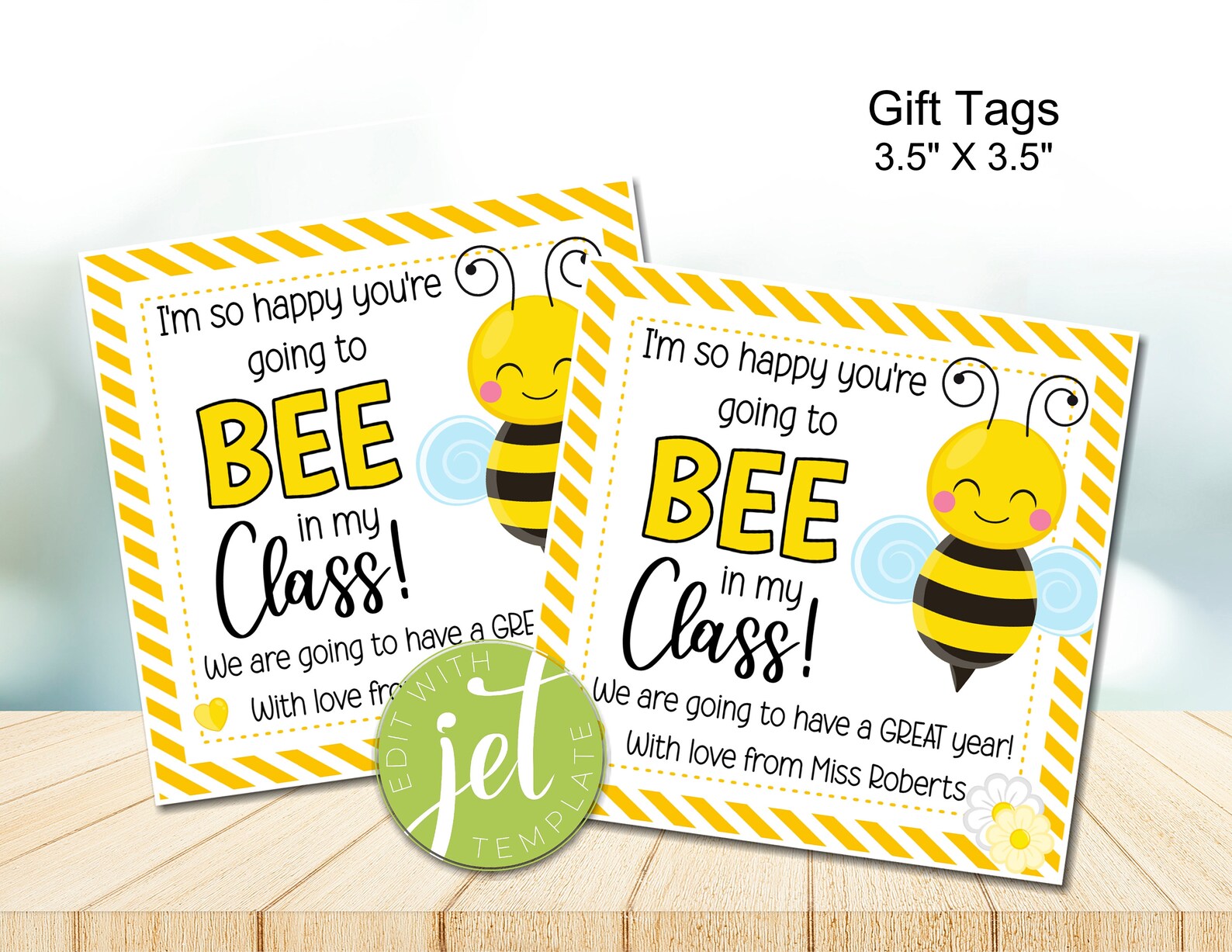 Editable Back to School Bee Gift Tag, so Excited You're Going to BEE in ...