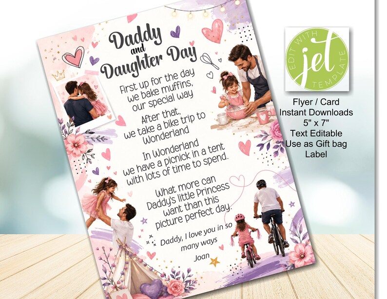 Editable Daddy & Daughter Day Flyer Template, Father Daughter Event ...