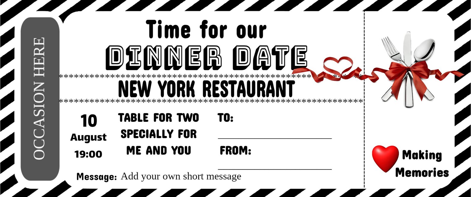 Boarding Pass Editable, Dinner Date, Surprise Occasion, Editable ...