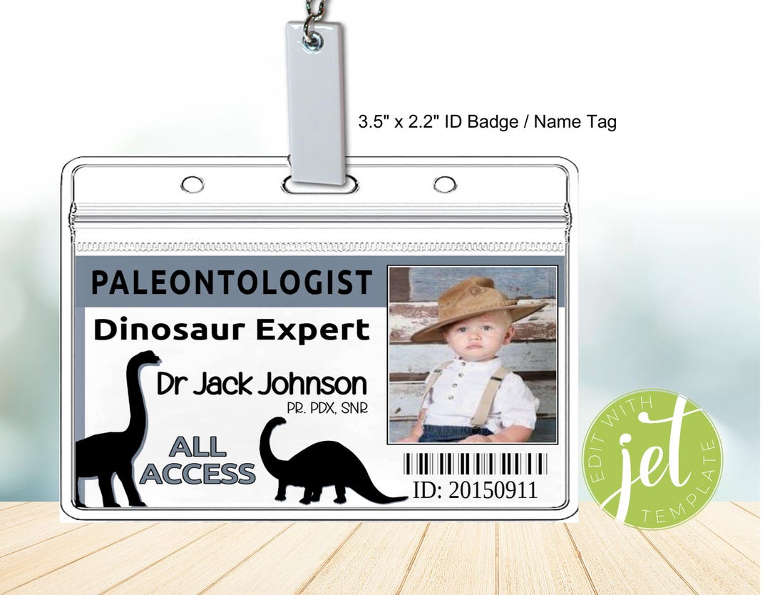 ID Badge Paleontology, Editable Paleontology Pretend Play, Child Dress ...