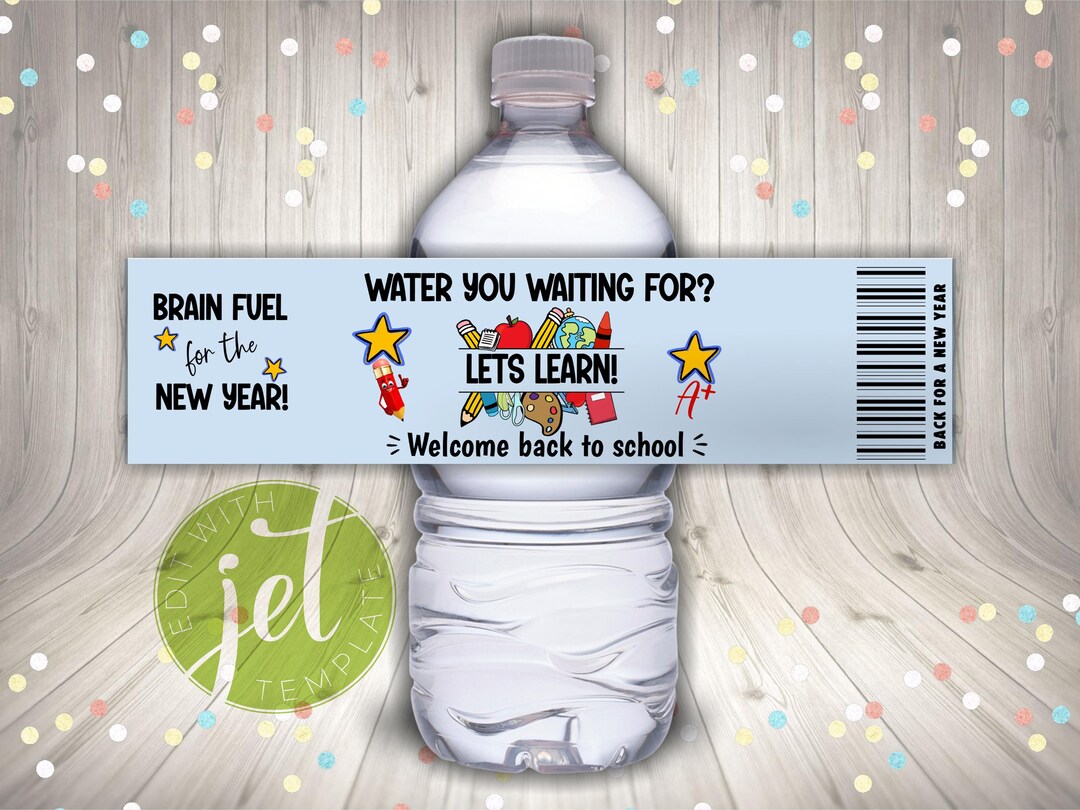 Back to School Water Bottle Label, Water You Waiting For, Editable ...