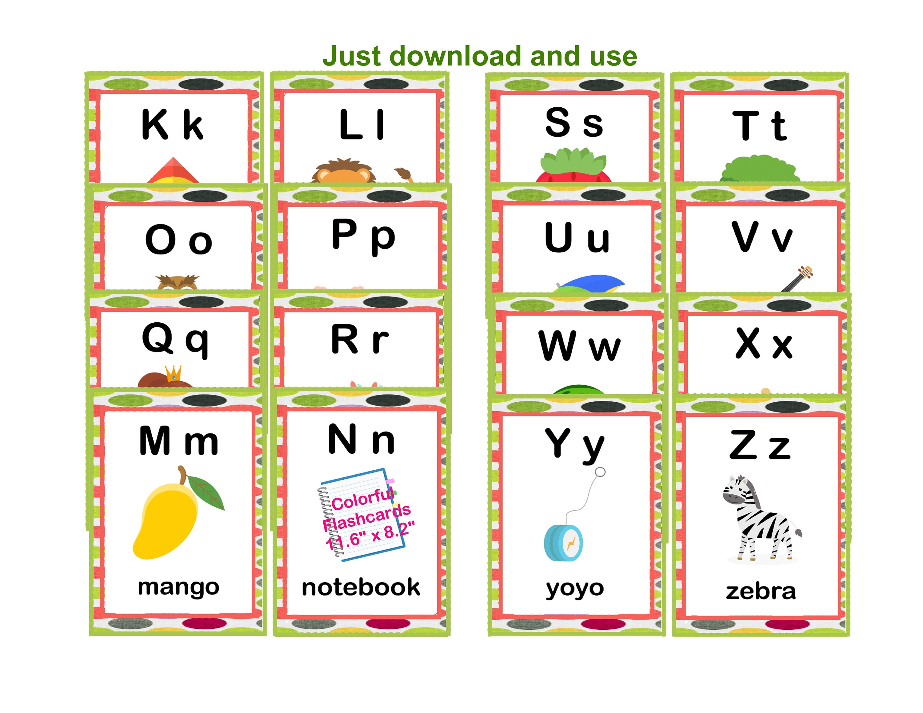 Flashcards Alphabetical Printable ABC Flash Cards Printable - Etsy
