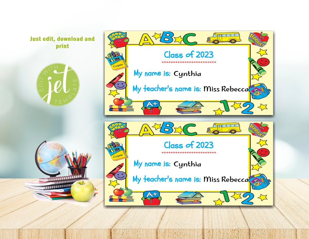 School Desk Name Plate Mini, Editable, Printable, Boy/girl Badge ...