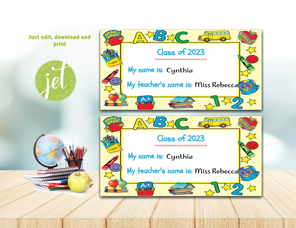 School Desk Name Plate Mini, Editable, Printable, Boy/girl Badge ...