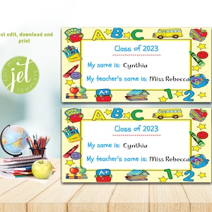 School Desk Name Plate Mini, Editable, Printable, Boy/girl Badge ...