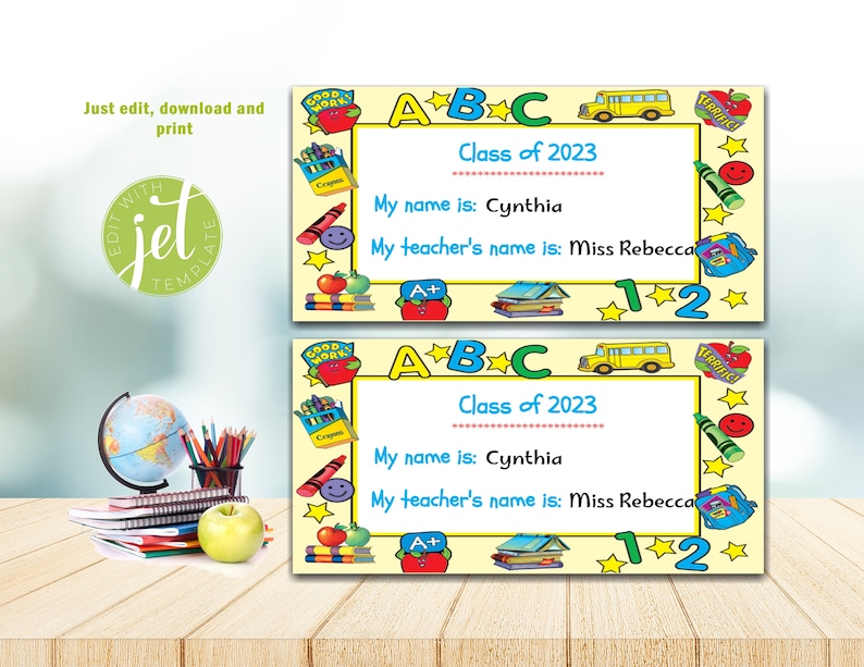 School Desk Name Plate Mini, Editable, Printable, Boy/girl Badge ...