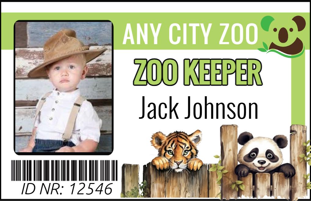 ID Badge Zoo Keeper, Editable Zoo Keeper Pretend Play, Child Dress up ...