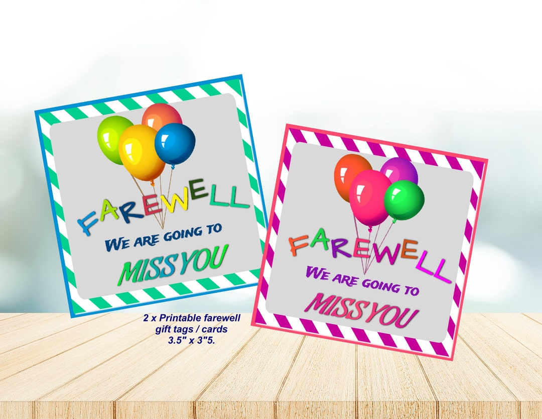 Farewell Gift Tag Card, Printable Goodbye Card (PDF) - Etsy
