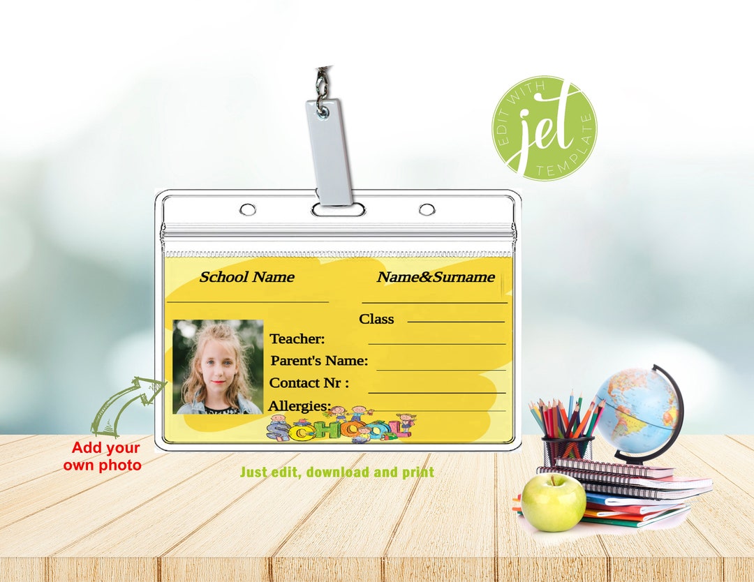 ID Badge, Editable, Printable, Boy/girl Badge, Photo Badge, Instant ...