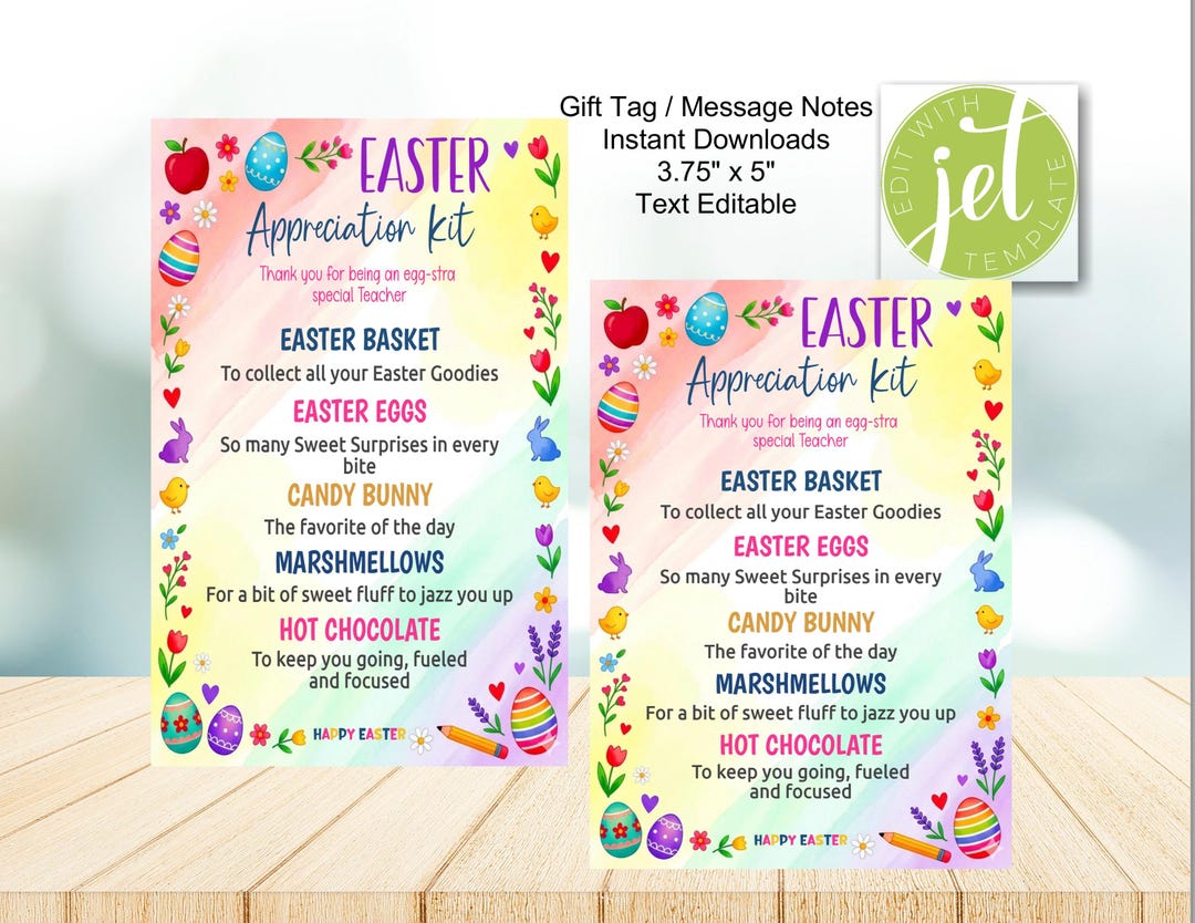 Editable Easter Survival Kit Card Printable, Teacher Easter Gift Tag ...