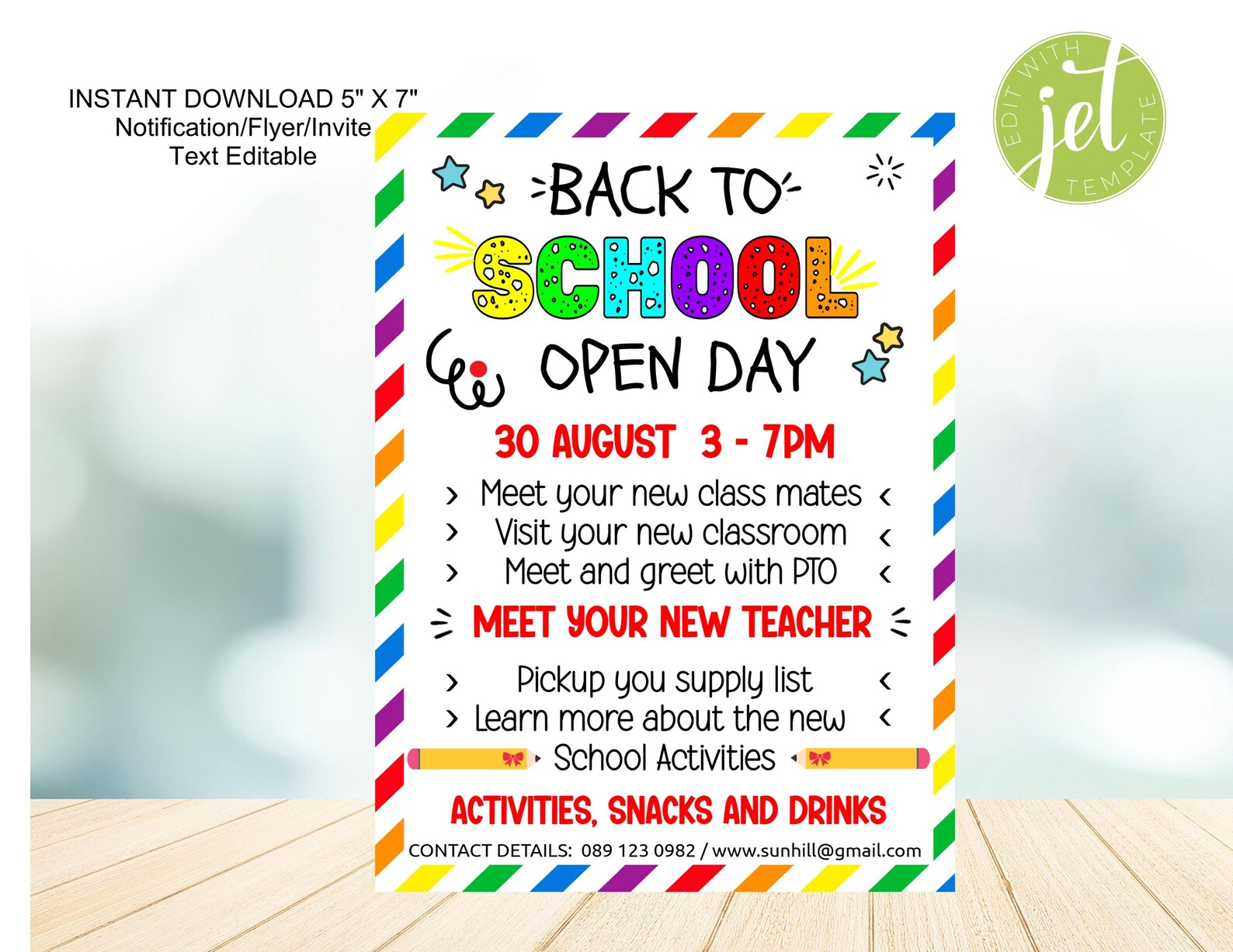 Editable Back to School Flyer: Printable School Information Handout ...