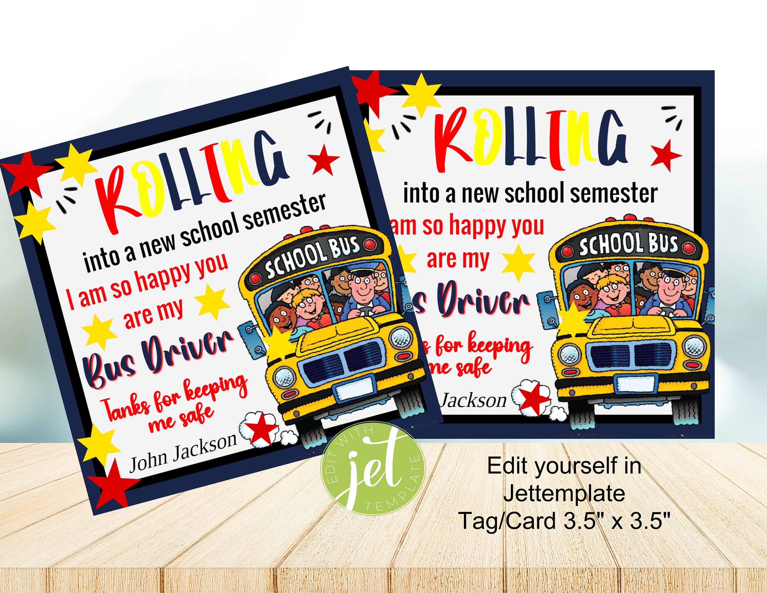 Editable School Bus Driver Gift Tag, Rolling Into New School Semester ...