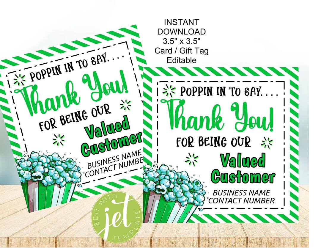 Thank You Gift Tag, Poppin In, Valued Customer and Clients ...